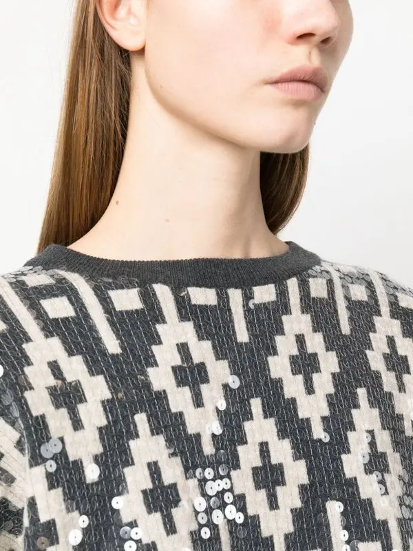 Brunello Cucinelli Sequin-embellished Printed Sweatshirt