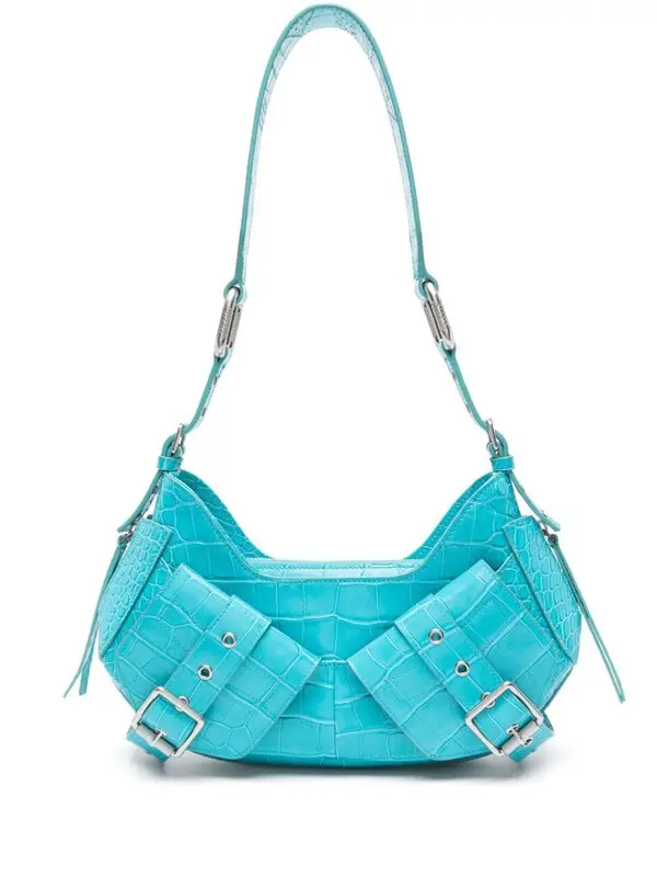 BIASIA Crocodile-embossed Y2k Shoulder Bag - Blue