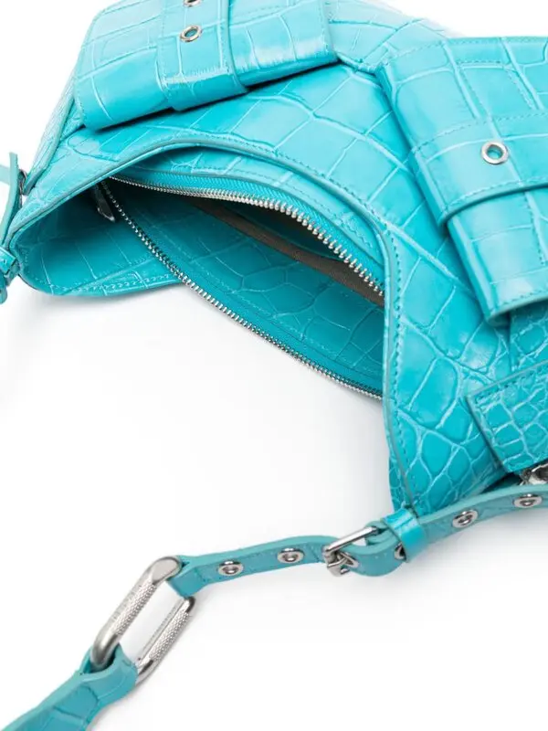 BIASIA Crocodile-embossed Y2k Shoulder Bag - Blue