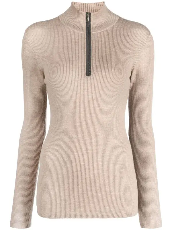 Brunello Cucinelli Ribbed-knit Zip-up Jumper