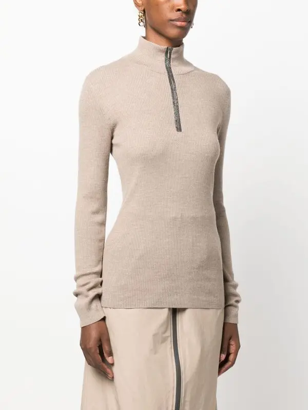 Brunello Cucinelli Ribbed-knit Zip-up Jumper
