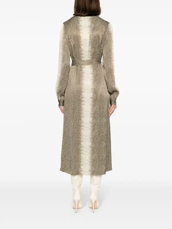 TWINSET Lizard-print Belted Midi Dress - Neutrals
