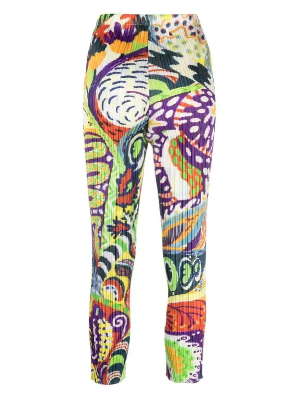 Issey Miyake Graphic-print Pleated Trousers