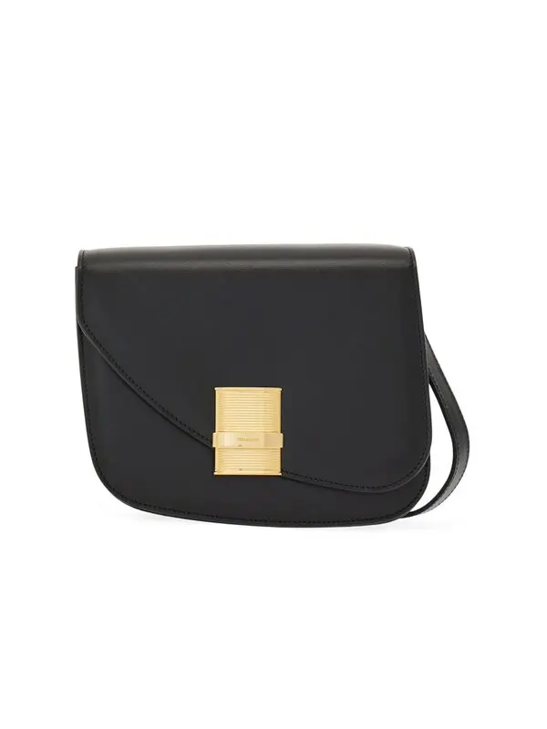 FERRAGAMO Fiamma Leather Crossbody Bag - Nero