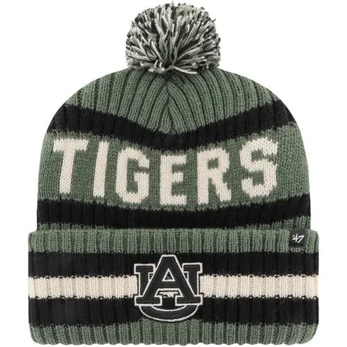 '47 Auburn Tigers Oht Military Appreciation Bering Cuffed Knit Hat With Pom - Green