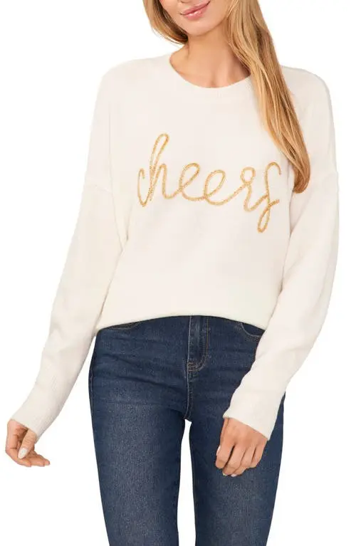 CECE DUPRAZ Cheers Beaded Sweater - Antique White