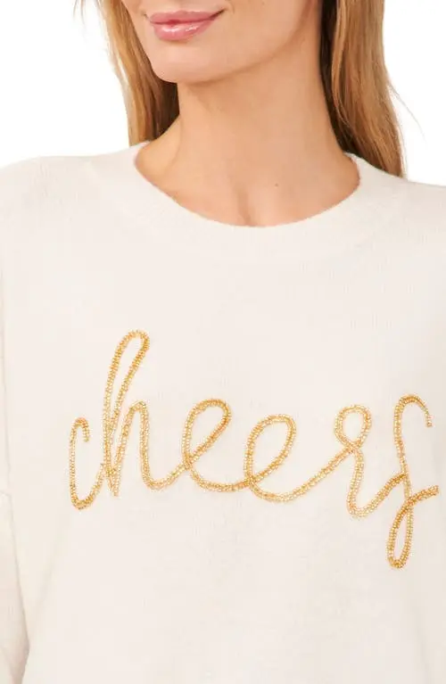 CECE DUPRAZ Cheers Beaded Sweater - Antique White
