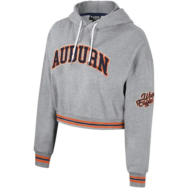 THE WILD COLLECTIVE Auburn Tigers Cropped Shimmer Pullover Hoodie