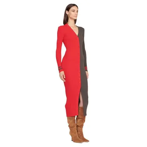 Staud Tampa Bay Buccaneers Shoko Knit Button-up Sweater Dress - Red