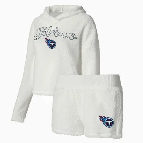 CONCEPTS SPORT Tennessee Titans Pullover Sweatshirt And Sherpa Shorts Set - White