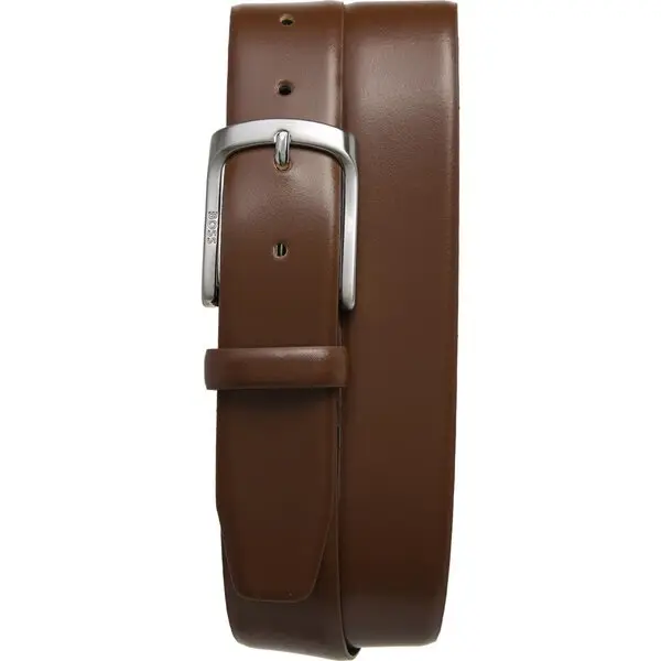 BOSS Udo Leather Belt - Medium Brown