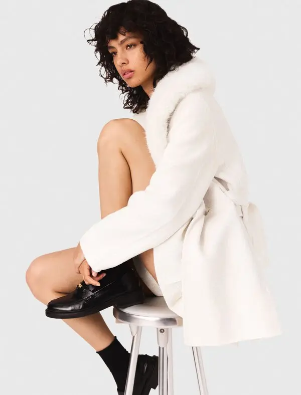 Maje Wool Belted Short Coat