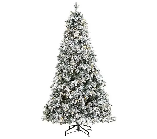 NEARLY NATURAL 5-ft Flocked Lit Christmas Tree