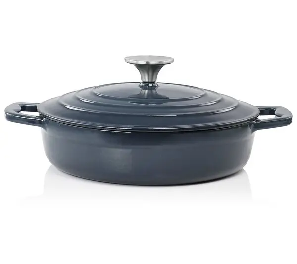 MEGACHEF 2 Quart Round Enameled Cast Iron Brais Er Pan