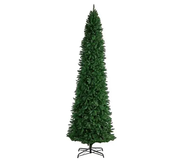 NEARLY NATURAL 12' Slim Pine Artificial Christm As Tree