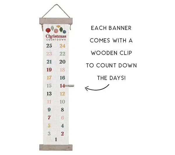 SINCERE SURROUNDINGS Sincere Surrounding 66' Christmas Countdown Lon G Hanging Canv - One-color