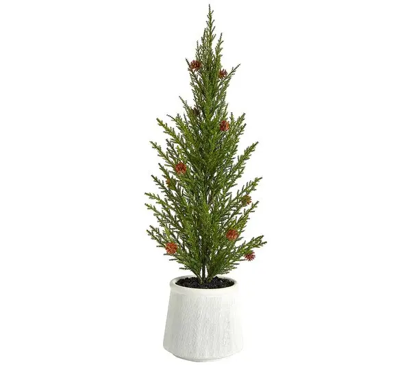 NEARLY NATURAL 26' Pine Christmas Tree With War M White Lights - One-color