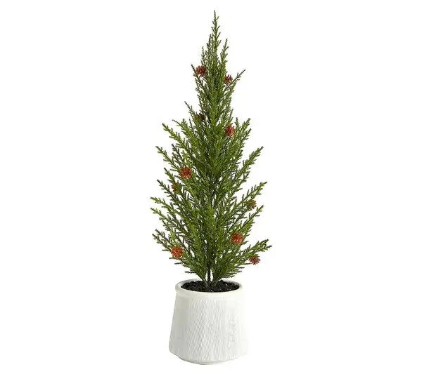 NEARLY NATURAL 20 Cedar Pine Tree W/mini Pine Cones - One-color