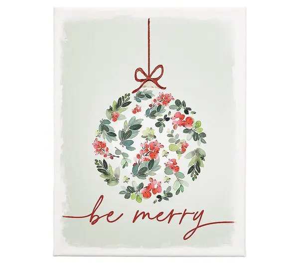 SINCERE SURROUNDINGS 17' Ornament Be Merry Wrap Ped Canvas - One-color
