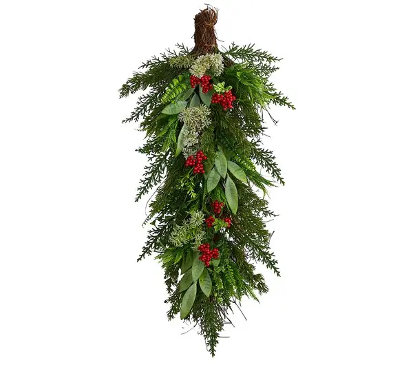 NEARLY NATURAL 30' Cedar & Berry Artificial Chr Istmas Swag - One-color