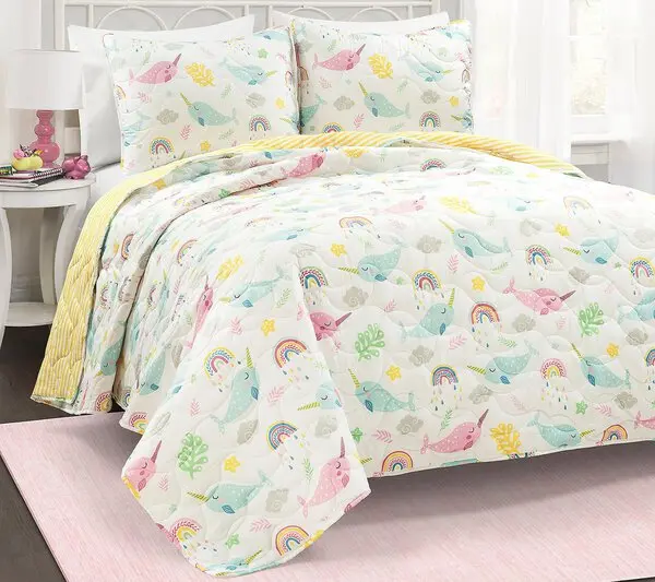 LUSH DECOR Magical Narwhal 2pc Twin Quilt Set - One-color