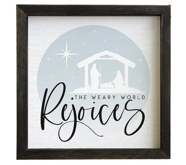 SINCERE SURROUNDINGS 10' World Rejoices Nativit Y Rustic Frame - One-color
