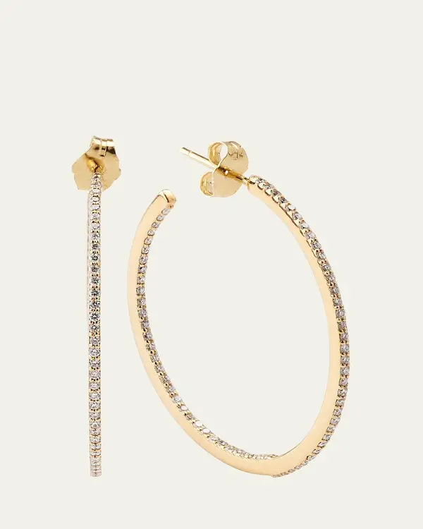 Lana Jewelry 32mm 14k Diamond Hoop Earrings - Gold