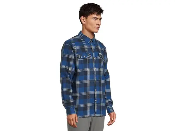 Columbia Flare Guntm Stretch Flannel Long Sleeve Button Up Mountain Trails Edge Plaid - Navy
