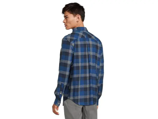 Columbia Flare Guntm Stretch Flannel Long Sleeve Button Up Mountain Trails Edge Plaid - Navy