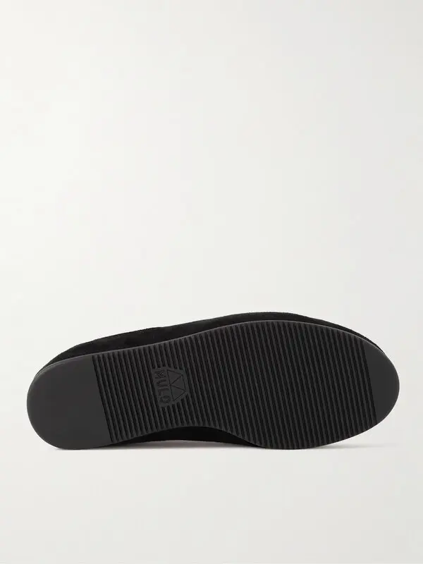 Mulo Suede-trimmed Shearling-lined Recycled-wool Slippers - Gray