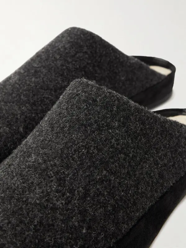 Mulo Suede-trimmed Shearling-lined Recycled-wool Slippers - Gray
