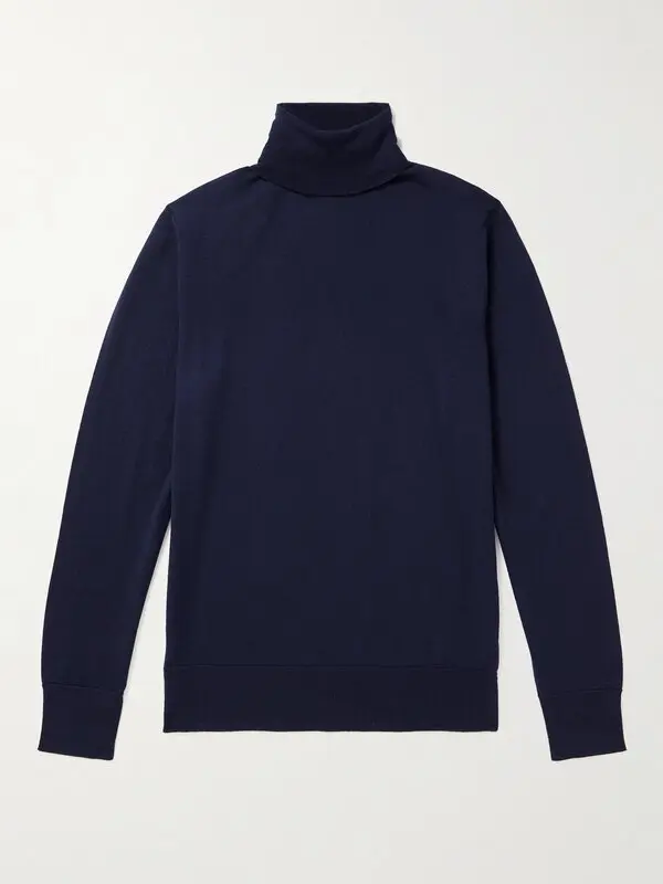 Mr P. Slim-fit Merino Wool Rollneck Sweater - Blue