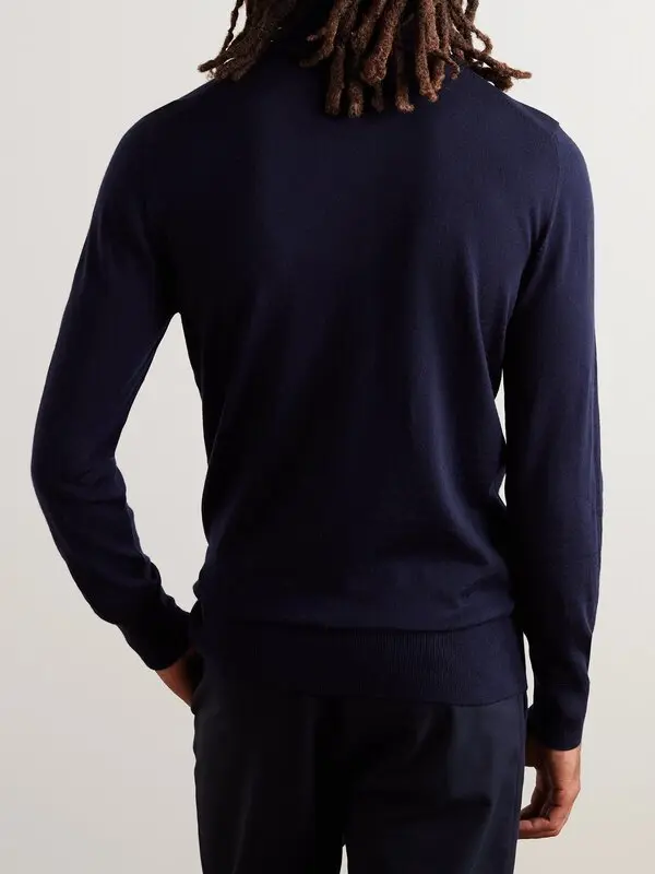 Mr P. Slim-fit Merino Wool Rollneck Sweater - Blue