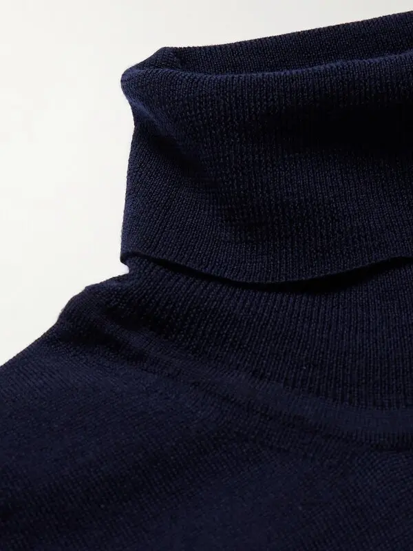 Mr P. Slim-fit Merino Wool Rollneck Sweater - Blue