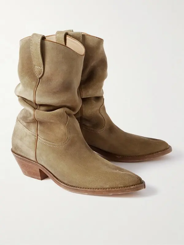 Maison Margiela Tabi Split-Toe Suede Western Boots In Brown  display picture 3