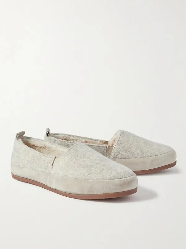 Mulo Suede-trimmed Wool-felt Slippers