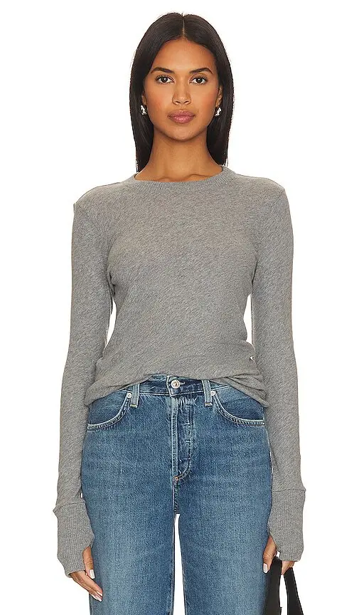 Enza Costa Cashmere Easy Cuffed Crew - Smoke