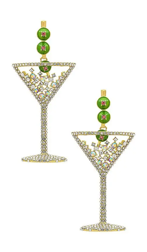 Baublebar Pimento Memento Martini Earrings - Clear & Green