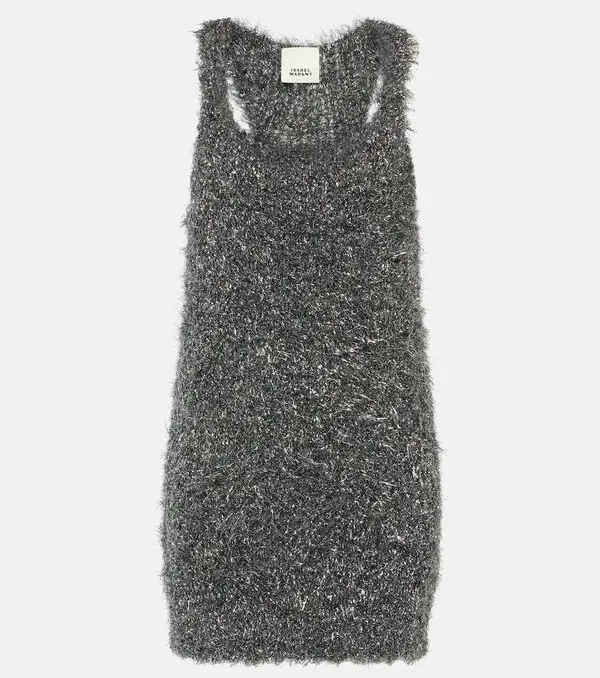 Isabel Marant Étoile Windy Metallic Knit Minidress - Silver