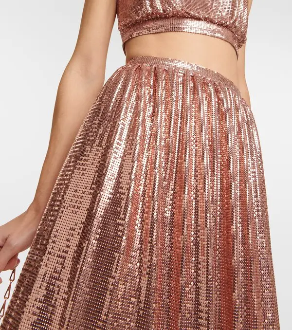 Rabanne Metallic Mesh Maxi Skirt - Pink
