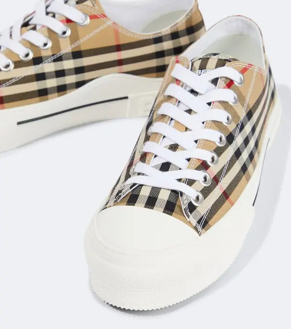 Burberry Check Canvas Sneakers - Beige