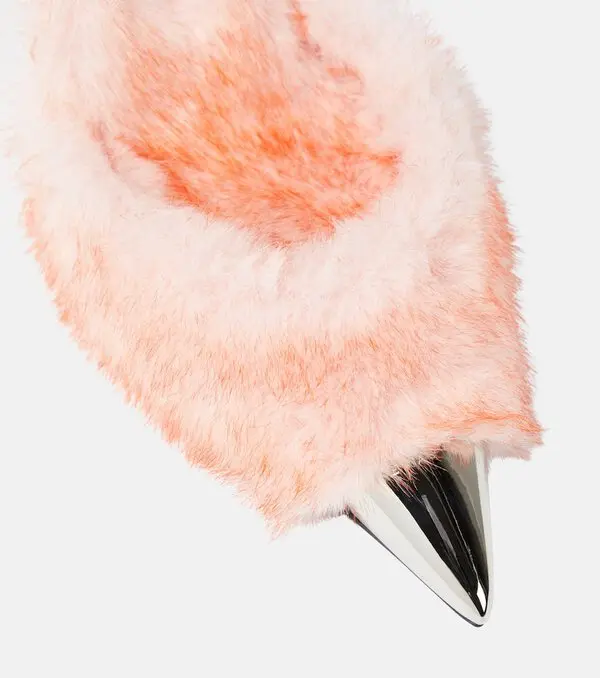 AREA Dagger Faux Fur-trimmed Pumps - Pink