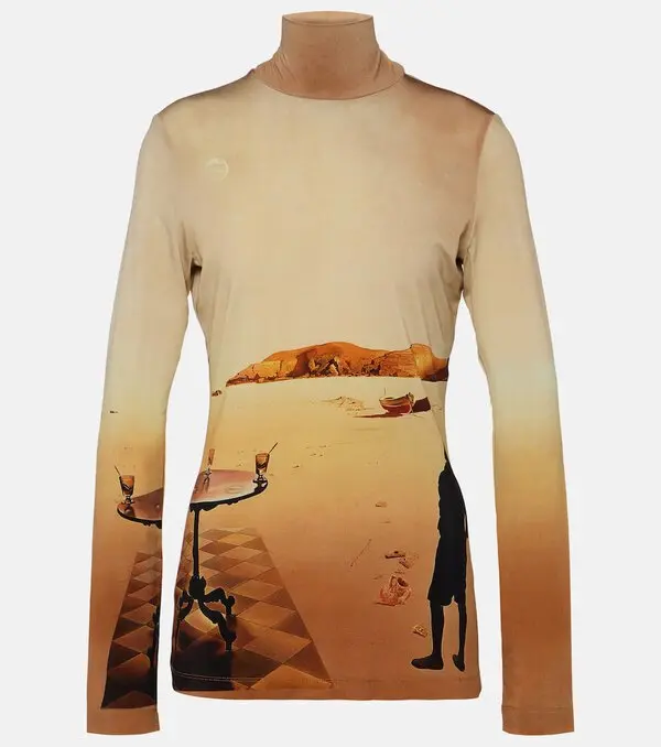 Rabanne Printed Turtleneck Top - Multicoloured