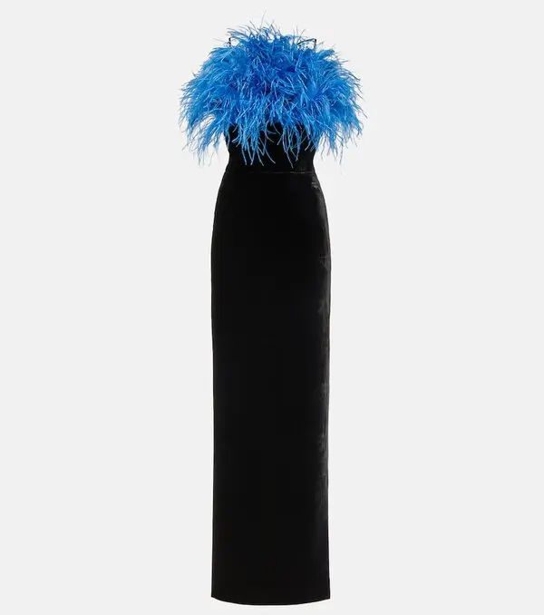 RASARIO Feather-trimmed Gown