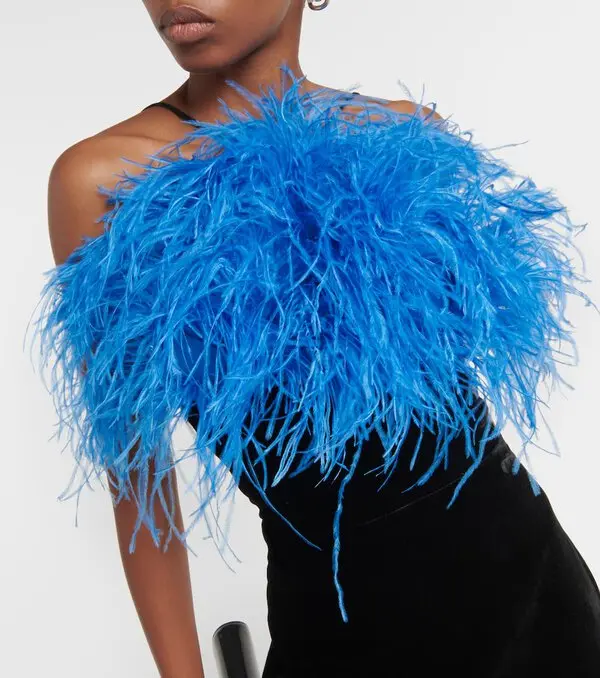 RASARIO Feather-trimmed Gown