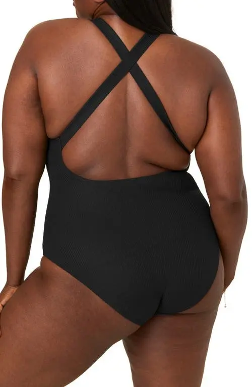 ANDIE Tulum Ribbed One-piece Long Torso Swimsuit - Black