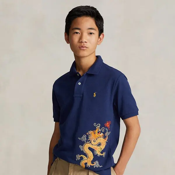 Ralph Lauren Lunar New Year Dragon Mesh Polo Shirt