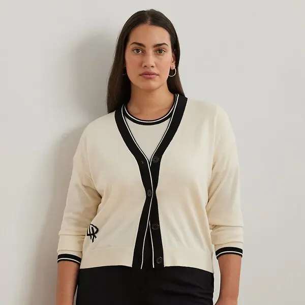 Ralph Lauren Cotton-blend Cardigan - Mascarpone Cream/black