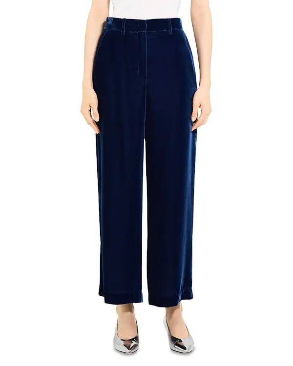 Theory Velvet Straight Leg Trousers - Blueberry