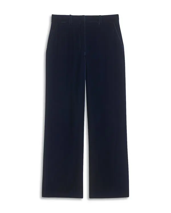 Theory Velvet Straight Leg Trousers - Blueberry